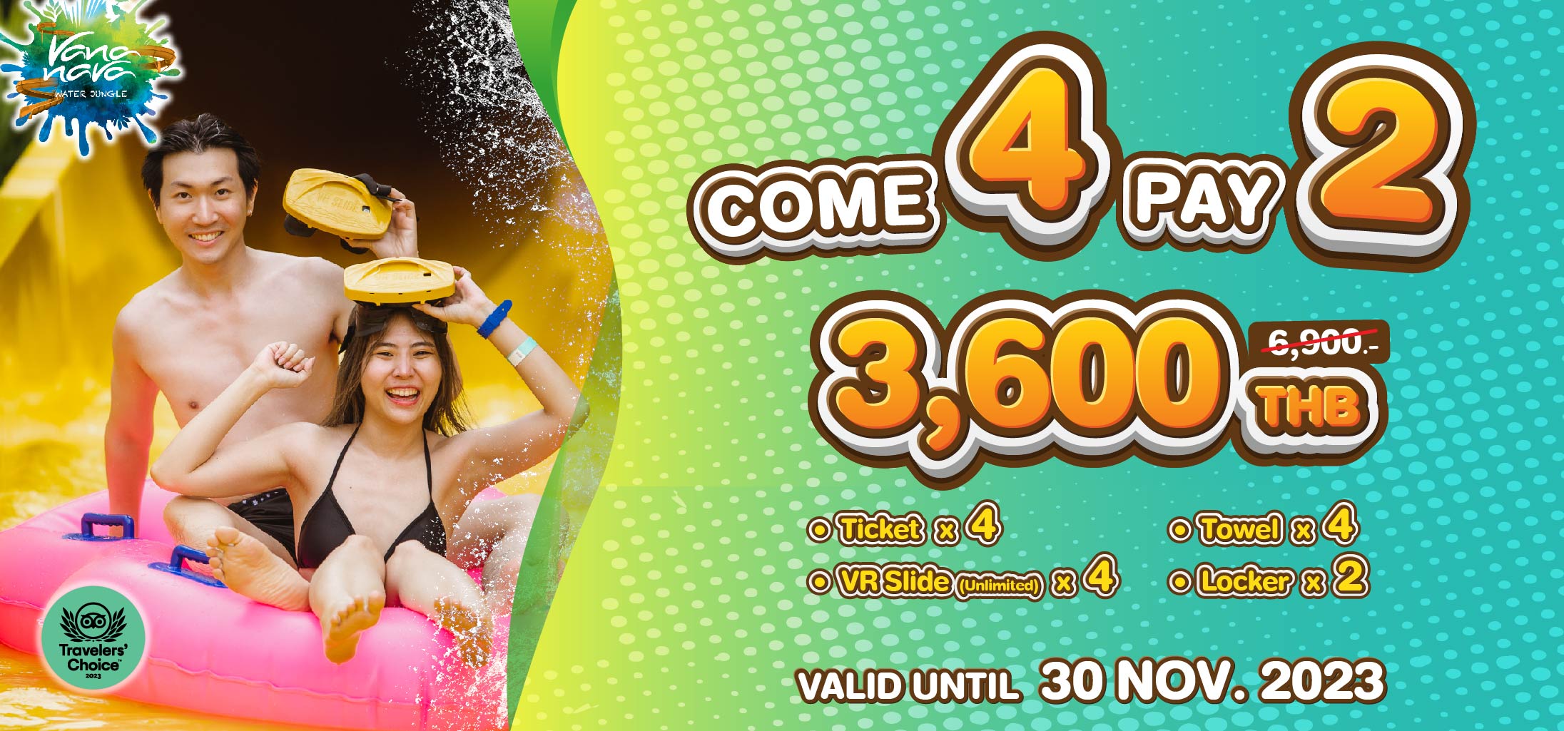 Come 4 Pay 2 Adult Package For 4 Adults At Vana Nava Water Jungle